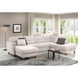 Wohnlandschaft Home Affaire, B:308cm H:89cm T:212cm, beige, 100% Polyester;Struktur (100% Polyester);Luxus-Microfaser in Lederoptik (100% Polyester),