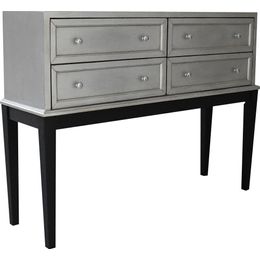 Kommode LEONIQUE, B:122cm H:90cm T:36cm, silber, MDF, Schlafzimmer, Sideboards, "Claudi", Kommode, schwarze Holzbeine, Matt-Silber, 4 Schubk&auml;sten,
