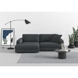Ecksofa Trendmanufaktur, B:250cm H:84cm T:176cm, grau, 100% Polyester, Wohnzimmer, Sofas, "Bourbon", mit extra hohem Sitzkomfort, auch in Cord
