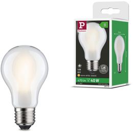 Paulmann LED-Leuchtmittel "Eco-Line Filament 230V LED Birne E27 470lm 2,5W 3000K dimmbar Matt", L:10,5cm Ø:6cm, weiß, Leuchtmittel