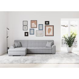 Ecksofa DOMO collection, B:267cm H:83cm T:178cm, grau, 95% Polyester, 5% Nylon, Wohnzimmer, Sofas, "Treviso viele Bezüge, auch in Cord, L-Form,