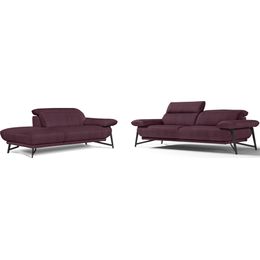 Egoitaliano Sofa "Anais, Design mit hohem Sitzkomfort, Fußfarbe schattengrau", Luxus-Microfaser, Ottomane Armlehne rechts, lila, Sofas, Set, Kopfteil