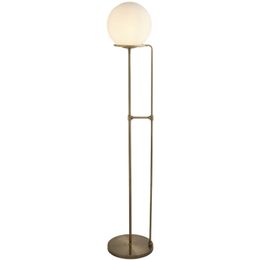 Searchlight Stehlampe "Sphere Floor Lamp - Antique Brass & Opal Glass Shade", antikmessing und opalweiß, 1, Ø 28cm H: 145cm, 1 Stk., Leuchten