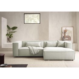 Ecksofa, B:267cm H:66cm T:167cm, grün, LeGer Home by Lena Gercke, 100% Polyester, Wohnzimmer, Sofas, "PIARA mit Kedernaht, Cord, Leinenoptik o.
