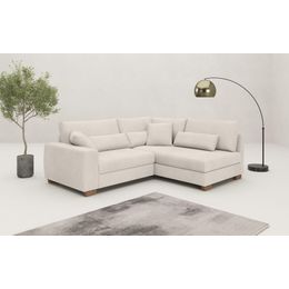 Ecksofa MR. COUCH, B:227cm H:68cm T:190cm, beige, Novaclean Avanti (100% Polyester), Wohnzimmer, Sofas, "Hilla L-Form, bis 140 kg belastbar", mit