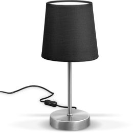 B.K.LICHT Tischleuchte, 1, Ø 10cm H: 30,8cm, schwarz, Wohnzimmer, Leuchten, LED Nachttischlampe mit Schalter E14 IP20 Stoff taupe matt-nickel