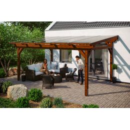 Skan Holz Terrassendach SKANHOLZ, B:541cm T:350cm, braun, Polycarbonat (PC), Terrassen&uuml;berdachungen, "Sanremo", Leimholz