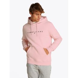 Tommy Jeans Herren Hoodie "TJM REG LINEAR LOGO HOODIE EXT", rosa, Gr. XL, Sweatware, Obermaterial: 80% Baumwolle, 20% Polyester, Sweatshirts, mit