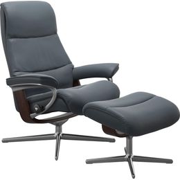 stressless "View" Set, Relaxsessel mit Hocker, mit Hocker, mit Cross Base, Gr&ouml;&szlig;e S, M & L, Holzakzent Braun