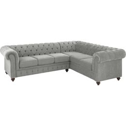 Chesterfield-Sofa Home Affaire, B:255cm H:74cm T:214cm, grau, Samtoptik (100% Polyester);Samtoptik (100% Polyester);Luxus-Microfaser Lederoptik (100%