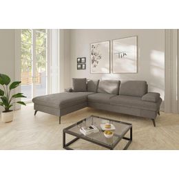 Sit & More Ecksofa SIT & MORE, B:247cm H:83cm T:171cm, grau, 100% Polyester, Wohnzimmer, Sofas, "Morris Jubi L-Form, B: 247 cm", mit Armteilfunktion & 1