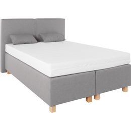 Boxspringbett, grau, Westfalia Schlafkomfort, Komplettbetten, mit Zierkissen