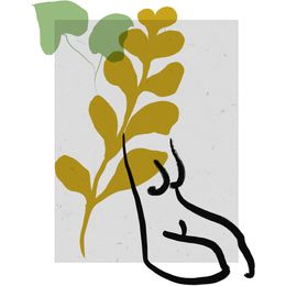 Bild Komar, B:40cm H:50cm, bunt, Holz, Papier, Wohnzimmer, Bilder, "Femme du paradis", Wandbild zur Dekoration - ohne Rahmen