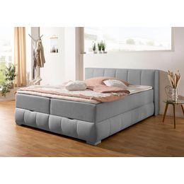 Boxbett Home Affaire, B:207cm L:225cm, grau, Komplettbetten, "Chelles", inkl. Topper und Bettkasten