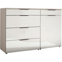 Kombikommode Wiemann, B:120cm H:91,2cm T:43cm, weiß, Floatglas, Holzwerkstoff, Metall, Schlafzimmer, Sideboards, "Como", vormontiert