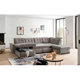 Wohnlandschaft, B:340cm H:92cm T:248cm, grau, exxpo - SOFA FASHION, Sofas, "Durango, aufwendige Sitz- und R&uuml;ckenverarbeitung, bequem, U-Form", inkl.