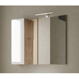 Spiegelschrank Welltime, B:92cm H:75cm T:18cm, braun, FSC-zertifizierter Holzwerkstoff, Badezimmer, Schr&auml;nke, "Hamburg", Badspiegelschrank mit 1 T&uuml;r,