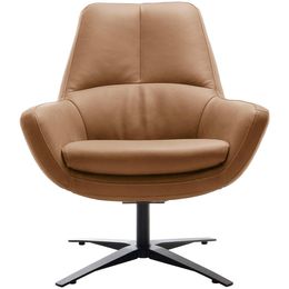 Drehsessel BETYPE, B:81cm H:92cm T:83cm, beige, 100% Echtleder, Wohnzimmer, Sessel, "Be Organic Standard Back, Loungesessel", in elegantem Design mit