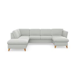 Wohnlandschaft Home Affaire, B:307cm H:86cm T:213cm, grau, 100% Polyester, Sofas, "Trelleborg U-Form", Federkern-Polsterung, wahlweise mit