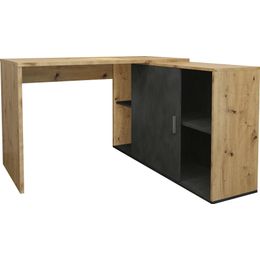 Eckschreibtisch FMD, B:118cm H:75cm T:60,5cm, schwarz, Jugendzimmer, Tische, "Valley", Breite 118 cm