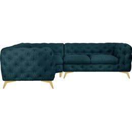 Chesterfield-Sofa Home Affaire, B:264cm H:75cm T:204cm, blau, Struktur (100% Polyester);Samtoptik (100% Polyester), Sofas, "Ecksofa GLYNIS L-Form mit