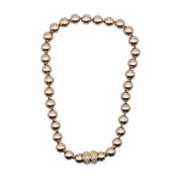 Damen Kette mit Anh&auml;nger "Karlsruhe", beige, Collezione Alessandro, Metall, Halsketten, 23 Karat vergoldet