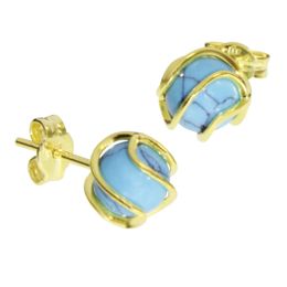 OSTSEE-SCHMUCK Damen Paar Ohrstecker "- Goldk&auml;fig - Gold 333/000 - rek. T&uuml;rkis", Gelbgold 333, gold, Gelbgold 333, Ohrringe