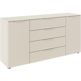 Kommode "Kommode Sideboard Schubladenkommode SERINA eleganter Eyecatcher", beige, beige mattglas (champagner), B:160cm H:81cm T:42cm, Holzwerkstoff, LeGer Home by Lena Gercke, Sideboards, Kommode, mit 4 Schubk&auml;sten und 2 T&uuml;ren sowie Metallgriffen MADE IN GERMANY
