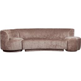 Loungesofa Woood, B:345cm H:72cm T:97cm, braun, Sofas, "Combi-Popular: Bank + Sessel + Pouf", Mit grobem Chenille gef&uuml;ttert, Breite 345 cm