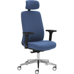 mayer Sitzmöbel Drehstuhl MAYER SITZMÖBEL, B:70cm H:123cm T:63cm, blau, Polyester, Büro, Stühle, "2229", 4D Armlehnen, Kopfstütze, Sitztiefenverstellung,
