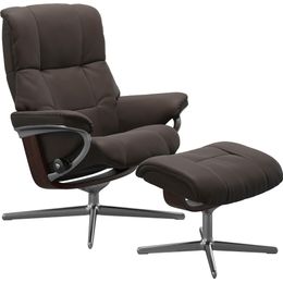 stressless "Mayfair" Set, Relaxsessel mit Hocker, mit Hocker, mit Cross Base, Gr&ouml;&szlig;e S, M & L, Holzakzent Braun