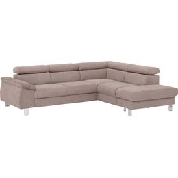 Ecksofa COTTA, B:249cm H:72cm T:100cm, braun, Microfaser PRIMABELLE (100% Polyester);Kunstleder SOFTLUX;Feinstruktur (100% Polyester);Kunstleder