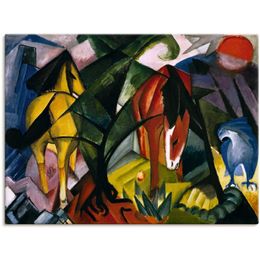 Wandbild Artland, B:40cm H:30cm T:1,8cm, bunt, Leinwand, Wohnzimmer, Bilder, "Pferde und Adler. 1912", als Leinwandbild, Poster in verschied. Gr&ouml;&szlig;en