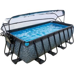 Framepool EXIT, B:200cm H:100cm L:400cm, grau, Schwimmbecken, "inkl. Poolabdeckung und Wärmepumpe", 5-tlg., BxLxH: 200x400x100 cm, mit