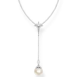 Thomas Sabo Damen Kette mit Anhänger "Perle mit Stern silber", 45, Perlen Silber 925 (Sterlingsilber), bunt, Perlen, Silber 925 (Sterlingsilber),
