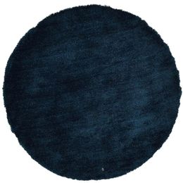 Hochflor-Teppich Tom Tailor HOME, H:25mm &Oslash;:140cm, blau, Polyester, Teppiche, "Shaggy Teppich Cozy", Uni Farben, auch in Pastell Farben, weich &