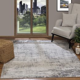 Teppich LIVABLISS, B:160cm H:10mm L:215cm, grau, Kunstfaser, Wohnzimmer, Teppiche, "WAMBA", Moderner Designerteppich in Marmor Optik, Kurzflor