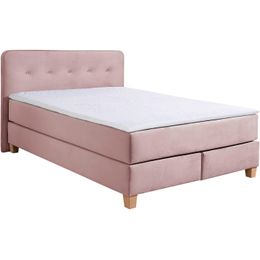 Boxspringbett Home Affaire, B:153cm L:207cm, lila, Struktur fein (100% Polyester);Samtstoff (100% Polyester), Komplettbetten, "Fargo", inkl. Topper,