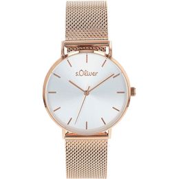 s.Oliver Damen Quarzuhr, rosa, Armbanduhren, Armbanduhr, Damenuhr, analog, Edelstahlarmband