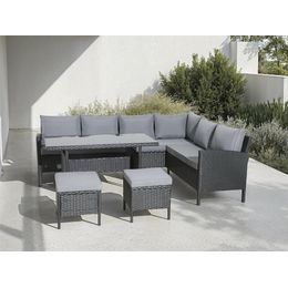 Gartenlounge-Set Konifera, B:62cm, schwarz, Stahl, Sitzmöbel-Sets, "Manhatten, Gartenmöbel Set", Stahl/Polyrattan