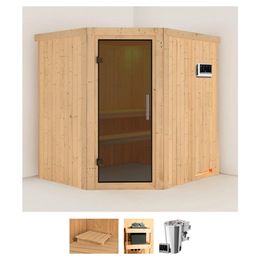 Karibu Sauna "Laila", Bio-Kombiofen, externe Steuerung, 3,6 kW, beige, Saunen, Ofen 3,6 kW Bio-Ofen externe Strg. easy