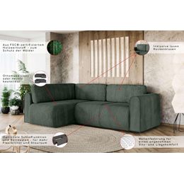 Ecksofa OTTO HOME, B:250cm H:86cm T:166cm, grau, 100% Polyester, Wohnzimmer, Sofas, "Zacharia wahlweise Schlafsofa mit Bettkasten, B/T/H 250/166/86