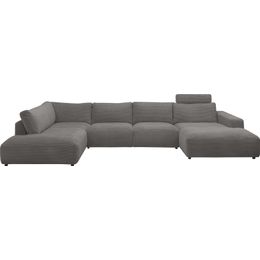 Wohnlandschaft Musterring, B:434cm H:81cm T:204cm, grau, Sofas, "Lucia U-Form", Verschiedene Farben, Cord-Bezug, Gesamtbreite 434 cm