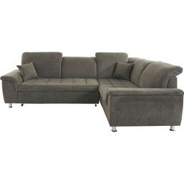 Ecksofa DOMO collection, B:275cm H:81cm T:214cm, gr&uuml;n, Wohnzimmer, Sofas, "Franzi, zeitlos und elegant, moderne Sitzheftung, L-Form", wahlweise mit