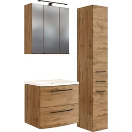 Badmöbel-Set Welltime, B:90cm H:200cm T:47cm, braun, MDF, Kastenmöbel-Sets, "Chicago", Soft-Close-Funktion