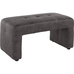 Polsterhocker, B:100cm H:49cm T:54cm, grau, exxpo - SOFA FASHION, Microfaser (Zusammensetzung: 100% Polyester);Lederfaserstoff (Grundgewebe