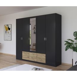 Kleiderschrank Rauch, B:226cm H:210cm T:54cm, grau, Holzwerkstoff, Schlafzimmer, Schr&auml;nke, "Schrank Garderobe W&auml;scheschrank GAMMA in 3 Breiten", viel