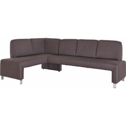 Eckbank, B:244cm H:91cm T:157cm, grau, exxpo - SOFA FASHION, NaturLeder;Strukturstoff (Zusammensetzung: Polyester 100%);Luxus-Microfaser