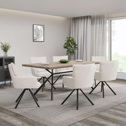 Esstisch OTTO HOME, B:200cm H:76cm T:100cmeichefarben, schwarz, eichefarben, K&uuml;che, Tische, "Larchant", Tischplatte in Fischgr&auml;toptik, schwarze