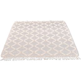Teppich Tom Tailor HOME, B:140cm H:10mm L:200cm, beige, Schurwolle, Wohnzimmer, Teppiche, "Colored Macrame", Handweb Teppich, reine Wolle,